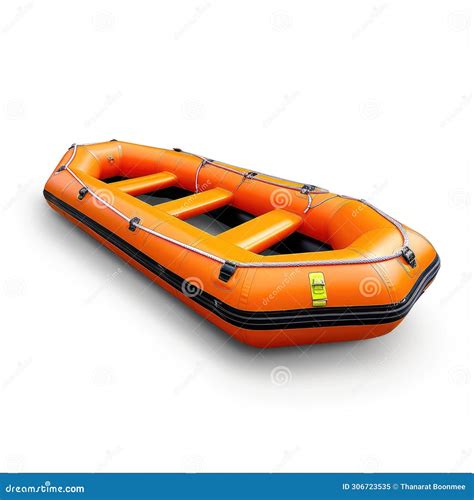 Inflatable Raft Rescue Dinghy Lifeboat Isolated On A White Background