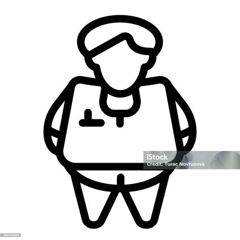 뚱뚱한 사람 라인 아이콘입니다 흰색으로 분리된 비만 벡터 그림 뚱뚱한 남자 개요 스타일 및 응용 프로그램을 위해 설계되었습니다