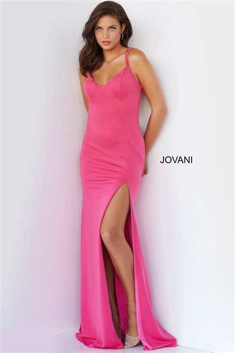 Pink Jovani 07402 Spaghetti Strap Long Prom Gown For 5280 The Dress