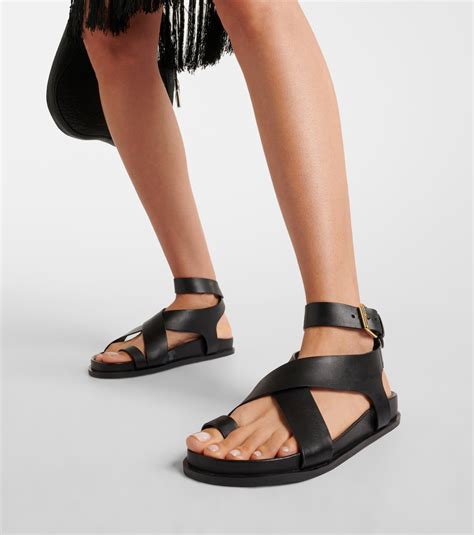 Jalen Leather Sandals In Black A Emery Mytheresa