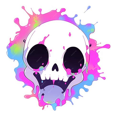 Premium Ai Image A Playful Anime Chibi Skull Floats Laughing Heartily