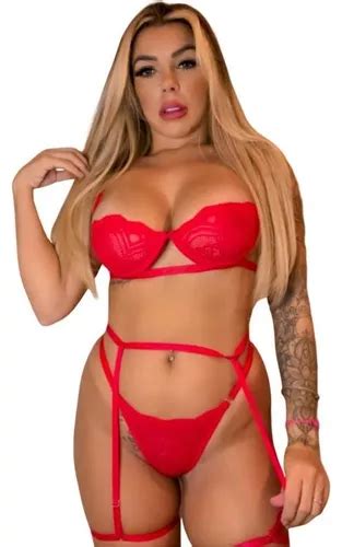 Conjunto Sexy Calcinha E Sutiã Gringa Com Cinta Liga Renda Mercadolivre