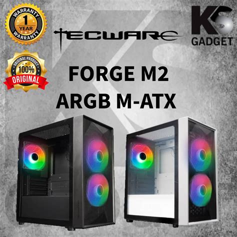 [ready Stock] Tecware Forge M2 Argb Tg M Atx Chassis [black White