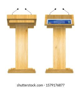 Set Wooden Stage Stand Debate Podium Stock Vector Royalty Free Shutterstock