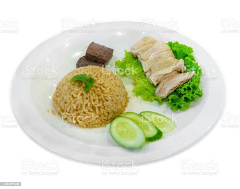 태국 음식 스타일 하이난 치킨 라이스 또는 찐 치킨 라이스의 상위 뷰 초점 선택 건강한 생활방식에 대한 스톡 사진 및 기타
