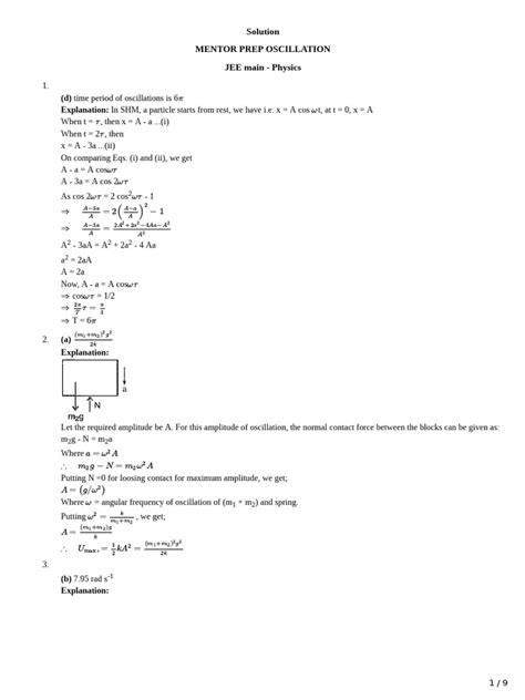 Solution Oscillation Pyq Pdf Waves Wavelength