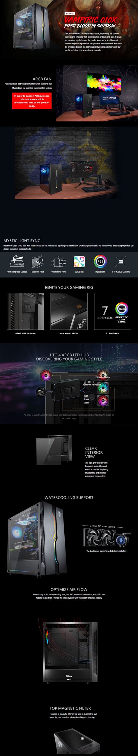 MSI MAG VAMPIRIC 010X Tempered Glass Mid-Tower ATX Case – F 1Tech Computers