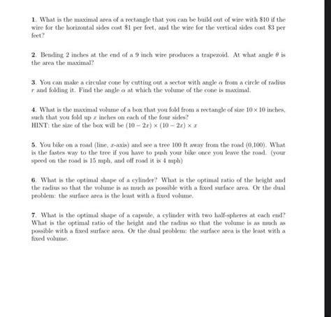 Solved 1 What Is The Maximal Area Of A Rectangle That You