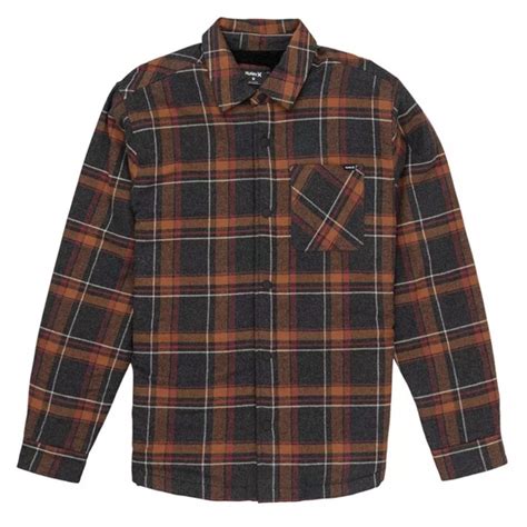 Hurley Shirts Hurley Mens Plaid Flannel Button Down Shirt Black And