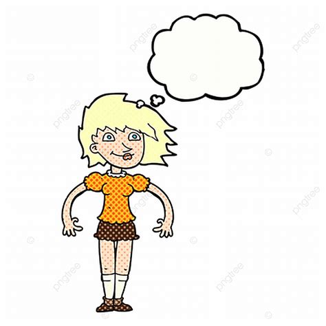 생각 거품 만화 행복 한 여자 와 레트로 그림 Png 일러스트 및 벡터 에 대한 무료 다운로드 Pngtree