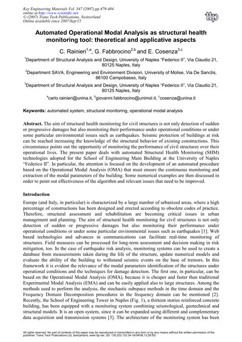 Pdf Automated Operational Modal Analysis As Structural Health