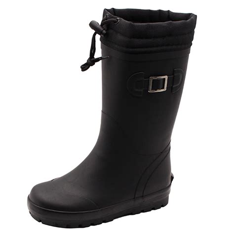 レインブーツ キッズ ジュニア 子供 長靴 黒 ブラック 男の子 女の子 防水 防滑 防寒 雨 雪 スノーブーツ ワランティ Warranty