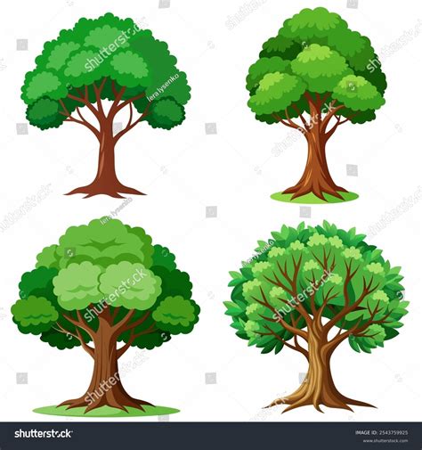 Four Different Types Trees Shown Row Stock Vector Royalty Free 2543759925 Shutterstock