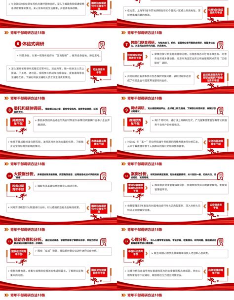 2023青年干部调研方法18条ppt红色党政风学习中央和国家机关青年干部调研方法18条专题党课课件模板 红色ppt网