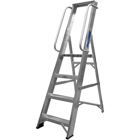 Lyte Industrial Platform Aluminium Step Ladder With Safety Handrail 4