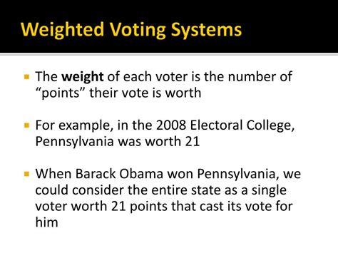 Ppt Section 28 Weighted Voting Systems Powerpoint Presentation