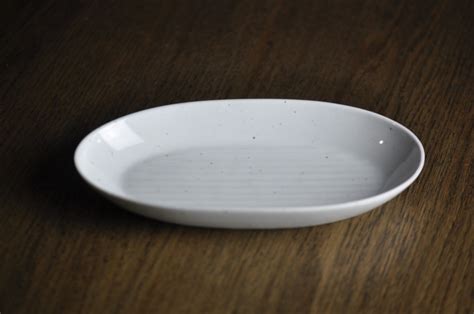 백자도자기그릇 타원형접시