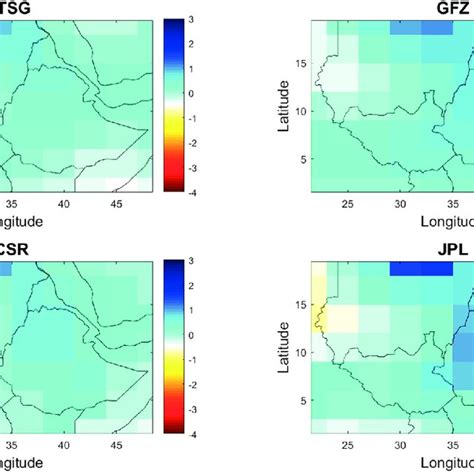 Linear Trend Of Grace Tws Cmyear From Different Grace Data