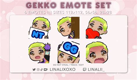 Valorant Gekko Emote Set Pack Cute Chibi Twitch Streamer Discord Emotes