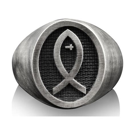 Ichthys Handmade Sterling Silver Men Signet Ring First Christianity