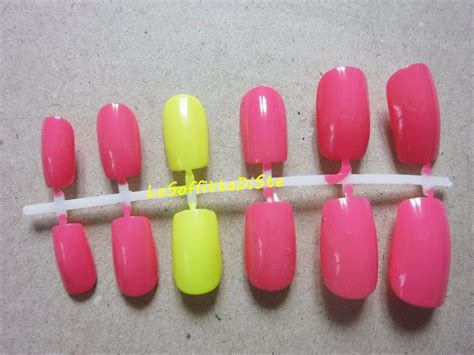 Pink And Yellow Fake Nails False Nail Art Hen Party Etsy Fake Nails