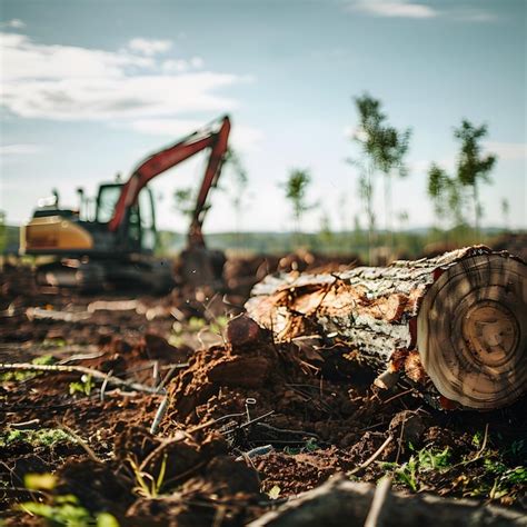 Deforestation And A Logging Excavator Premium Ai Generated Image
