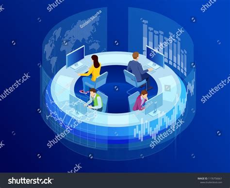 Isometric Business Data Analytics Process Management Or Intelligence