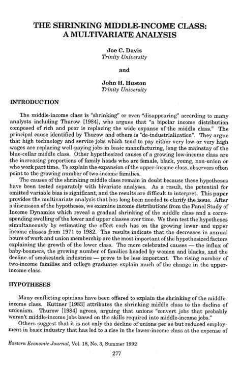 Pdf The Shrinking Middle Income Class A Multivariate Analysis