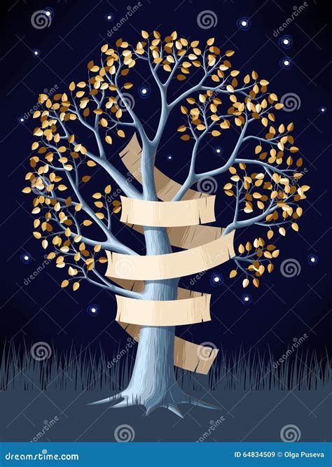 Tree With Banner Stock Vector Illustration Of Concept 64834509