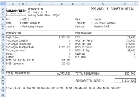Format Slip Gaji Direkturexcel Gaji Karyawan Dealer Motor Honda My