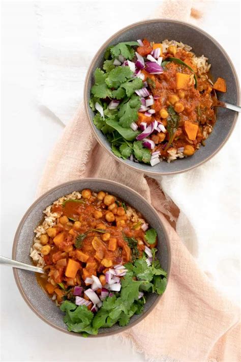 Sweet Potato Spinach And Chickpea Curry