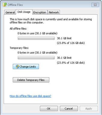 Windows Sync Center Issue Change Offline Cache Limit In Sync Center