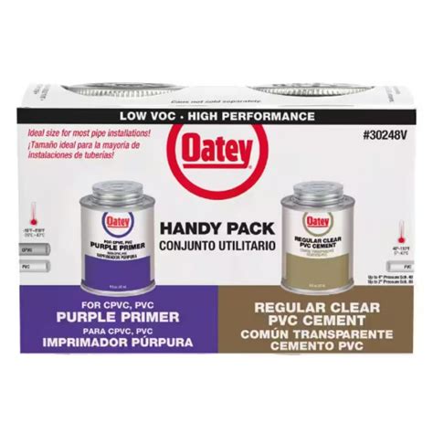 Oatey Oz Purple CPVC And PVC Primer And Regular Clear PVC Cement Combo Pack California Compliant