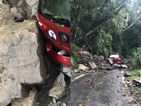 轟！阿里山恐怖巨石砸爛2車 他載友出遊遭夾擊照片曝光 社會 中時新聞網