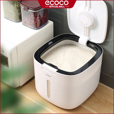 Ecoco Rice Dispenser 5kg 10kg Sealed Rice Storage Box With Measuring