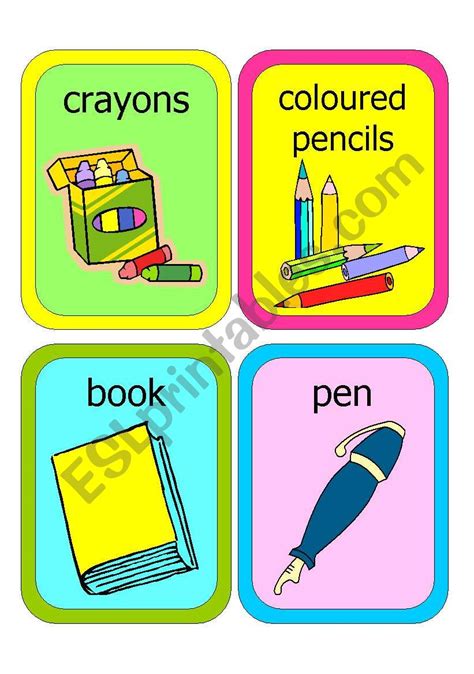 School Supplies Flashcards Esl Worksheet By Jecika