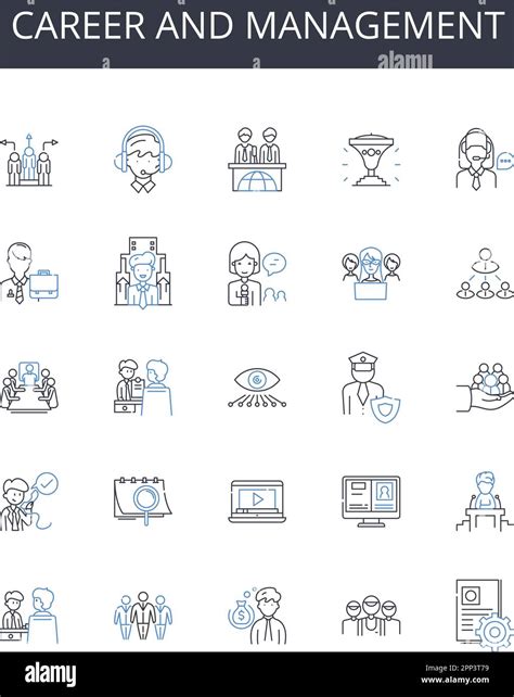 Career And Management Line Icons Collection Profession Occupation