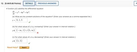 Solved A Function Y T Satisfies The Differential Equation