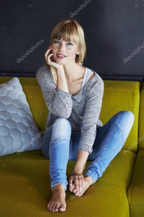 Woman Barefoot Jeans