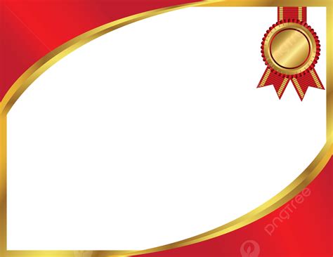 Red And Golden Certificate Background Border With Award Seal Vector