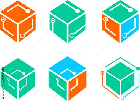 High Tech Computer Technology Concept Logo Set Vector Logo Set 素材庫向量