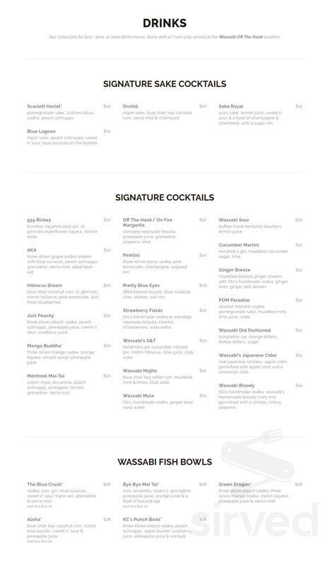 Wassabi Off The Hook Menu In Fresno California Usa