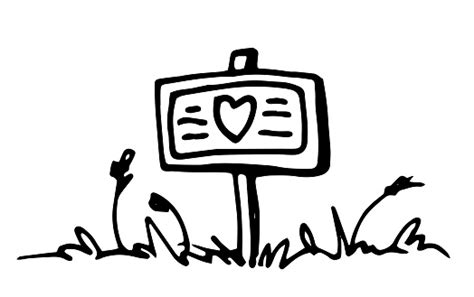 하트가 있는 정원 표지판은 낙서 스타일로 그려진 잔디밭에 Spikeletsvector 사인이 있는 잔디밭에 서 있으며 자연에