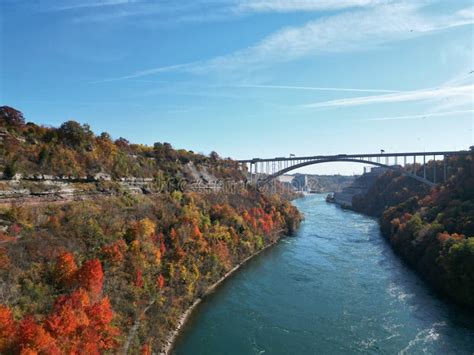 Niagara River Gorge New York Canadian Border Autumn Aerial Stock Image
