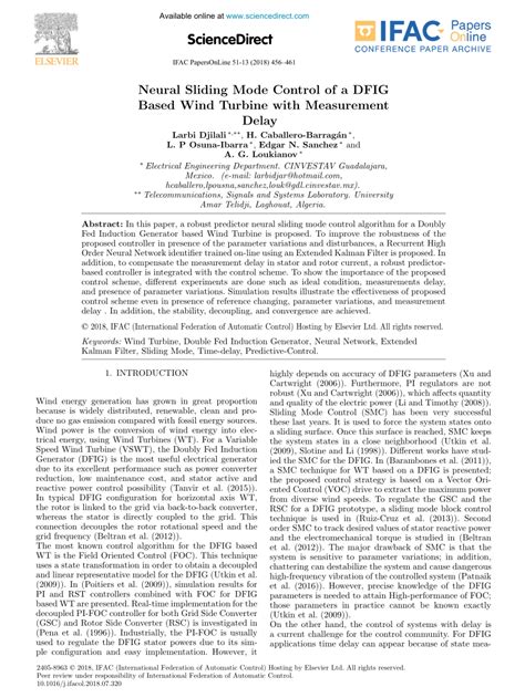 Pdf Neural Sliding Mode Control Of A Dfig Based Wind Turbine With