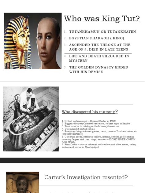 Discovering Tut Summary Slide Show Pdf Tutankhamun Mummy