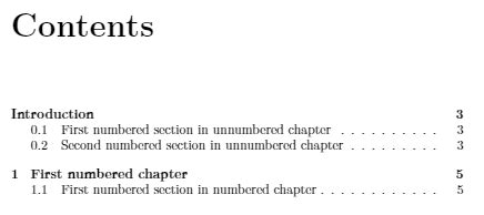 Table Of Contents Numbered Sections In Unnumbered Chapters Toc