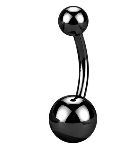 Black Pvd Titanium Internally Threaded Belly Button Ring The Body Rings