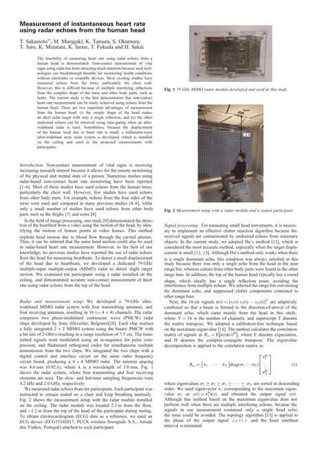 Pdf Measurement Of Instantaneous Heart Rate Using Radar Echoes From The Human Head