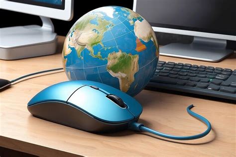 Premium Photo 3d Rendering Computer Mouse Connected To Earth Globe